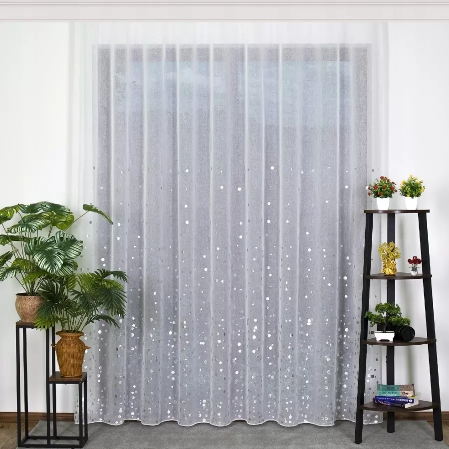 Firana etamina nowoczesna srebrne kropki ombre 300x250 ołowianka na ...